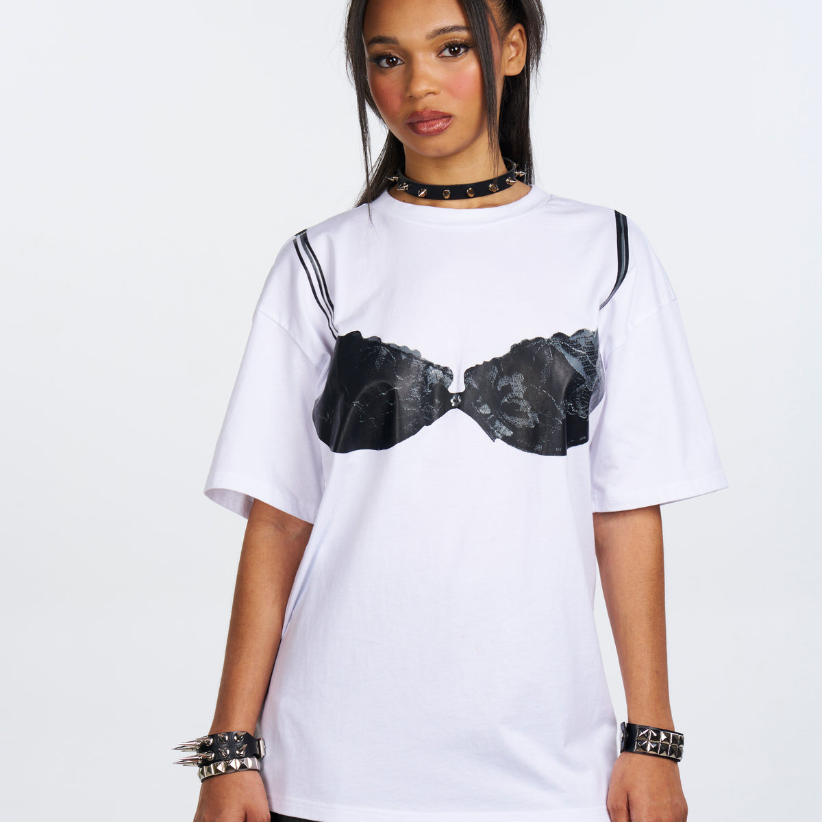 Not A Basic Bra Oversized Tee – Pretty Damage